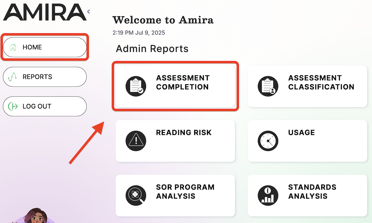 Admin Reports: Assessment Completion