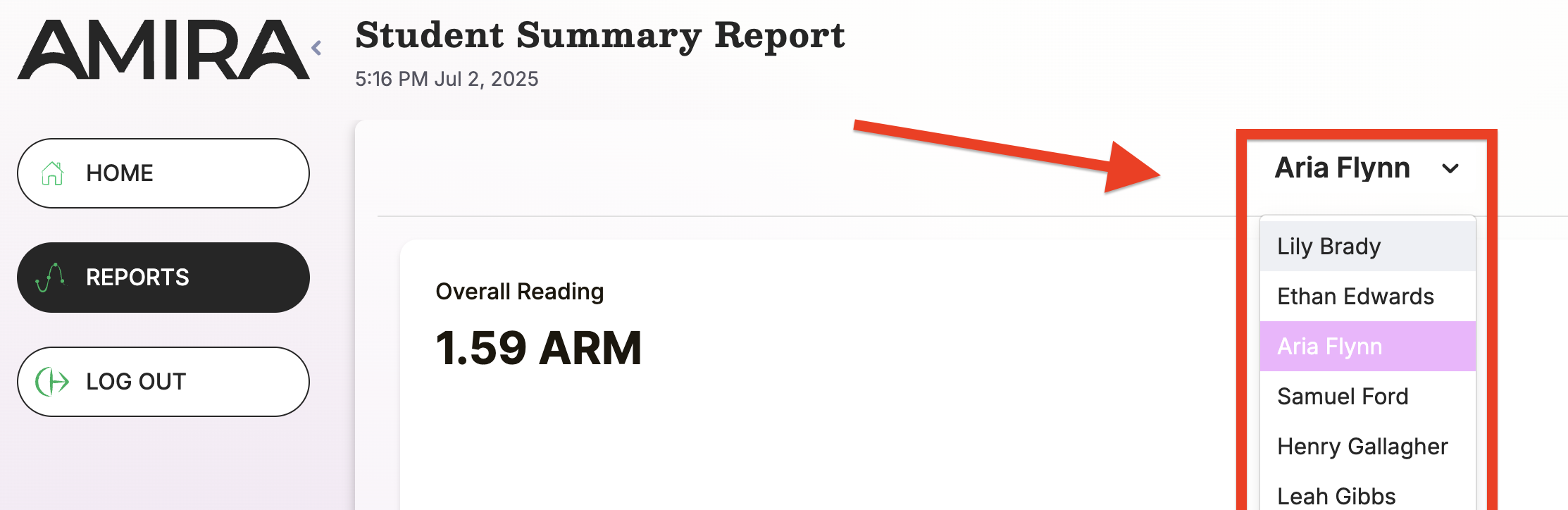 Teacher Reports: Student Summary Report