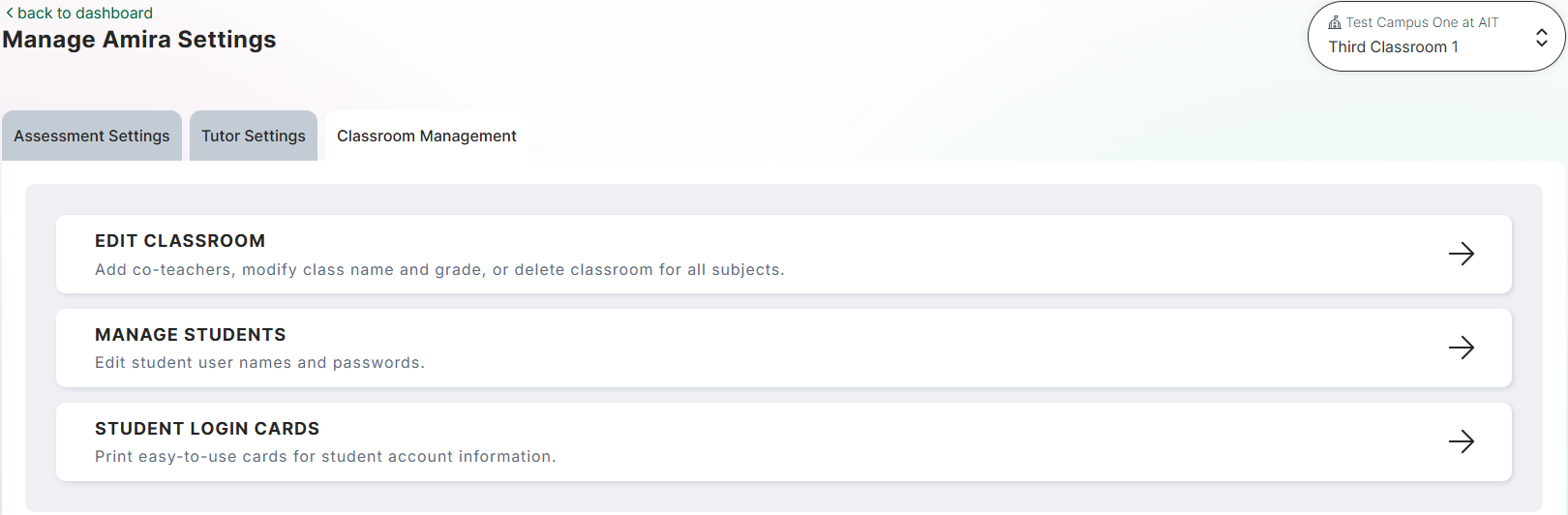 Student Manual Login Cards