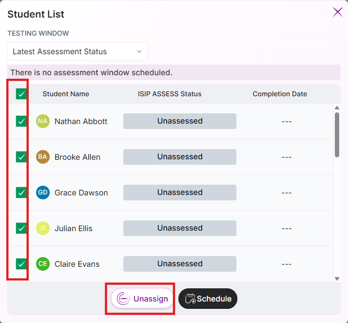 Growth Dashboard Widgets: ISIP Assess